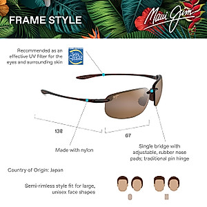 Maui Jim Hookipa XLarge Oval Sunglasses, Tortoise/Hcl Bronze Polarized, Extra Large