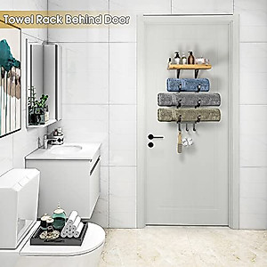 Towel Rack, Wall Mounted Metal Towel Holder for Bathroom Wall,Towel Storage Racks with 3 Compartments and 3 Hooks Black