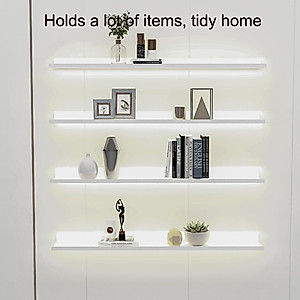 Light-Emitting Shelves, Floating Shelves Floating Display Shelf LED Lighting Effect is Good to Light Up The HomeHolds A Lot of Items Tidy Home (Color : Gold, Size : 50x20x6cm)