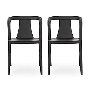 Christopher Knight Home Ianthe Outdoor Dining Chair (Set of 2), Black