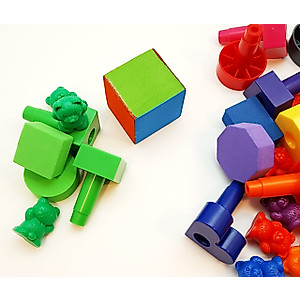 Skoolzy Extension Kit Pegboard Learning Cards - Toddler Games Learning Kit Extend Life of Toddler and Preschool Toys by Adding Patterning, Counting, Peg Board Lacing Color and Play Cards