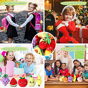 12 Pieces Cute Fruit Plush Toys Colorful Stuffed Fruits Soft Mini Avocado Strawberry Orange Pineapple Peach Lemon Stuffed Doll for Kids Keychain Handbag Pendant Birthday Valentine's Day Party Favors