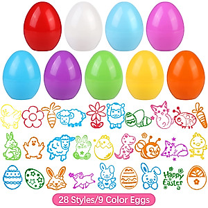 Fovths 28 Pack Easter Egg Stampers Assorted Self-ink Stamp Basket Stuffers Easter Hunt Easter Party Favor for Easter DIY Crafts Classroom Prize Supplies