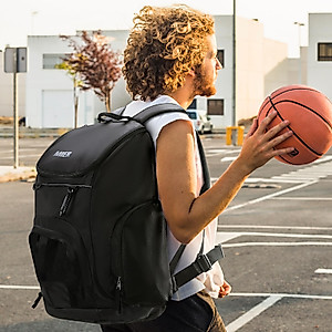 MIER Large Sports Backpack with Pocket for Swim, Outdoor, Gym, Basketball, 40L, Black