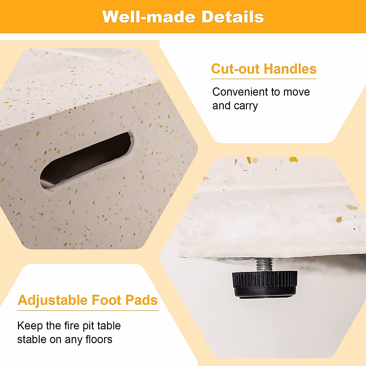 Tangkula 50,000 BTU Outdoor Fire Pit Table, 42" Rectangle Terrazzo Propane Gas Fire Table with Auto-Ignition, Stainless Steel Burner, Lava Rocks & Rain Cover for Patio Backyard Poolside, CSA Certified