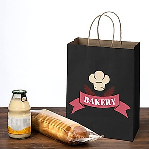 Poever Black Kraft Paper Bags with Handles 5x3x8 & 8x4x10 & 10x5x13 30 PCS, Gift Bags Shopping Bags Goody Bags Recyclable for Birthday Party Takeouts Retail Grocery