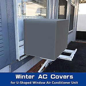 Wintcomfort U-Shaped Window Air Conditioner Winter Cover, Heavy Duty Air Conditioner Cover for Outdoor Units Protection, Waterproof & Windproof