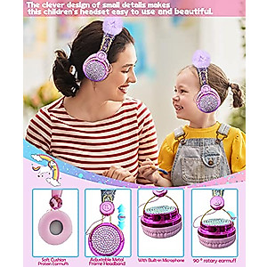 SVYHUOK Unicorn Kids Bluetooth Headphones for Girls,Teens,Boys,Wireless Cat Headset for Smartphones Tablet Laptop PC TV,with Mic and Adjustable Headband,Perfect for Birthday and Xmas Gifts.