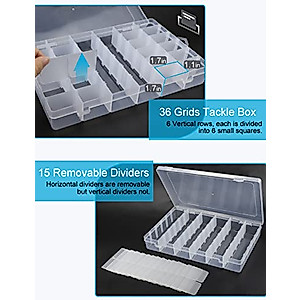 Beoccudo Tackle Box Bead Organizer 2 Pack Fishing Tackle Box Organizer Plastic Compartment Storage Box Container with Dividers (Clear Tacklebox)