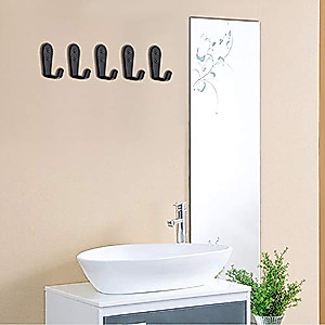 MANMILAI Wall Hooks 8 Pcs,Coat Hooks, Stainless Steel Hook, Garage, Luggage Key Hook, Bathroom Kitchen Dining Room,Heavy Duty, Indoor and Outdoor Hooks (Black)