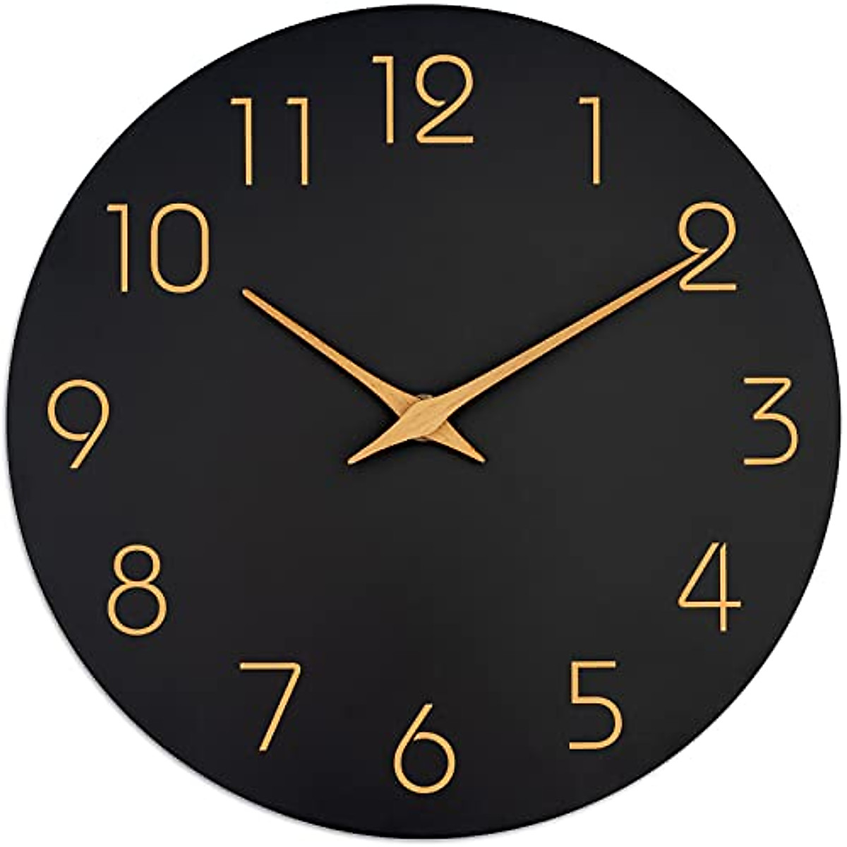 Mosewa 12 Inch Black Wall Clock Battery Operated Silent Non-Ticking - Modern Simple Minimalist Clock Decorative for Kitchen,Bedroom,Home Office,Bathroom,Living Room