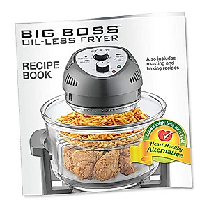 Big Boss 16Qt Large Air Fryer Oven – Extra Large Halogen Oven Cooker with 50+ Air Fryers Recipe Book for Quick + Easy Meals for Entire Family, AirFryer Oven Makes Healthier Crispy Foods – Black