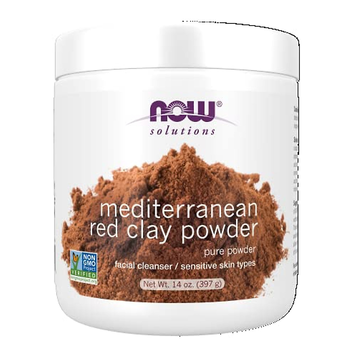 NOW Foods Solutions, Mediterranean Red Clay Powder, Pure Powder for Sensitive Skin Facial Mask, 14-Ounce