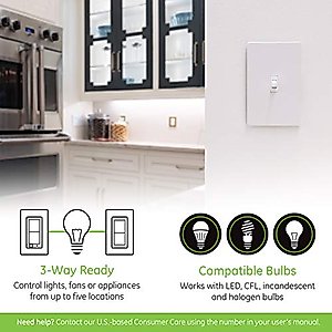 Enbrighten Z-Wave Plus Smart Light Dimmer with QuickFit and SimpleWire, 3-Way Ready, Compatible with Alexa, Google Assistant, ZWave Hub & Neutral Wire Required, Toggle, 46204