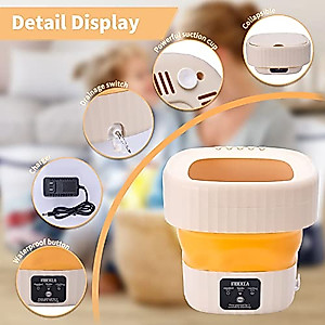 Portable Washing Machine - 6L Foldable Mini Small Portable Washer Washing Machine with Drain Basket for Apartment, Laundry, Camping, RV, Travel, Underwear, Personal, Baby - (110V-200V) - Yellow