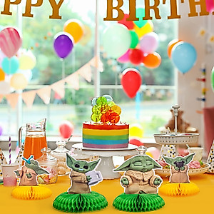 9PCS Baby Yoda Honeycomb Centerpieces, Baby Yoda Table Topper for Birthday Party Decoration, Star War Baby Table Topper Centerpieces, Baby Shower Cake Topper Table Decorations