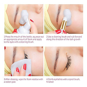 Eyelash Extension Cleanser, Eyelash Shampoo, Eyelash Foam, Brushes Mascara Remover, Deep Cleaning, Natural formula, Nourishing Eyelashes, 50ml