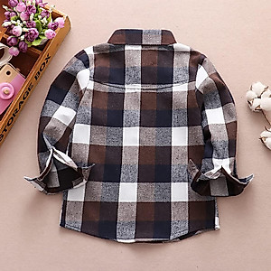Fuermos Toddler Baby Boy Girls Outfits Plaid Flannel Long Sleeve Shirt Tops Kid Clothes(4-5T)