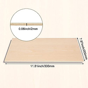 25 Pack 8 x 12 Inch Basswood Sheets, 1/16 Thin Craft Plywood Sheets, Plywood Board Thin Wood Board Sheets, Unfinished Wood Boards for Crafts, Hobby, Model Making, Wood Burning (200x300x2MM)