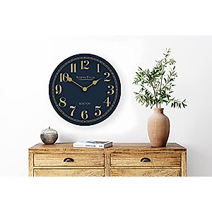 Navy & Gold Large Wall Clock | Ultra Quiet Quartz Mechanism | Hand Made in USA Beautiful Crisp Lasting Color | Comes in 8 Sizes | 18-Inch