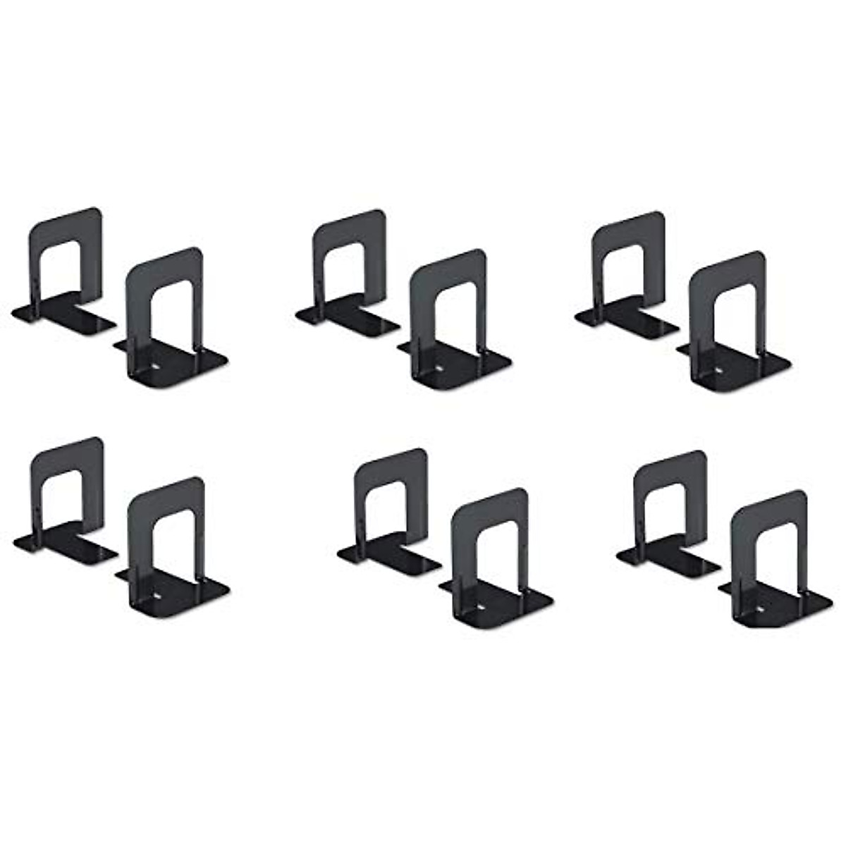 Innovera Nonskid Heavy Gauge Steel Universal Economy Bookends, 4 3/4 x 5 1/4 x 5-Inches, Black, 6 Pair (54055)