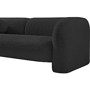 Meridian Furniture 139Black-S Emory Collection Art Deco Boucle Fabric Upholstered Sofa with Rich Black Boucle Fabric, Ball Pillows Included, 89" W x 34" D x 27" H, Black