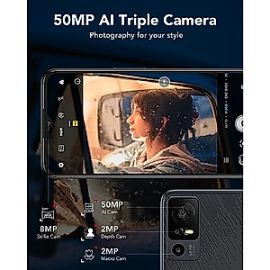 TCL 40 X 5G Unlocked Phone, 6.56 Inch HD+ Display Smartphone, 5000 mAh Cell Phone, 50MP Main Camera, Android 13, 4GB + 64GB Mobile Phone, U.S. Version, Starlight Black