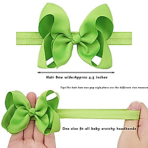 CELLOT Baby Girls Headbands Grosgrain Ribbon 4.5" Hair Bows Headband Big Bow Hair Bands for Toddler Pack of 20