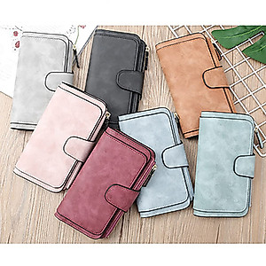 Surakey Women Wallet Leather Blocking Designer Trifold Card Holder Ladies Clutch with ID Card Purse Large Capacity Bag Gift, Claret