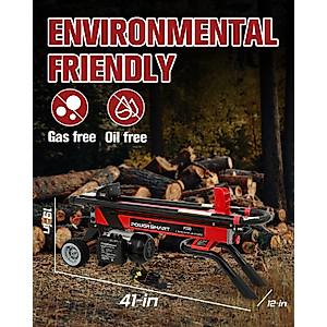 PowerSmart Log Splitter Electric, 6-Ton Hydraulic Log Splitter, 15 Amp Electric Log Splitter, Electric Wood Splitter, Horizontal Full Beam with Steel Wedge for Firewood Splitter Kindling Log Cutter