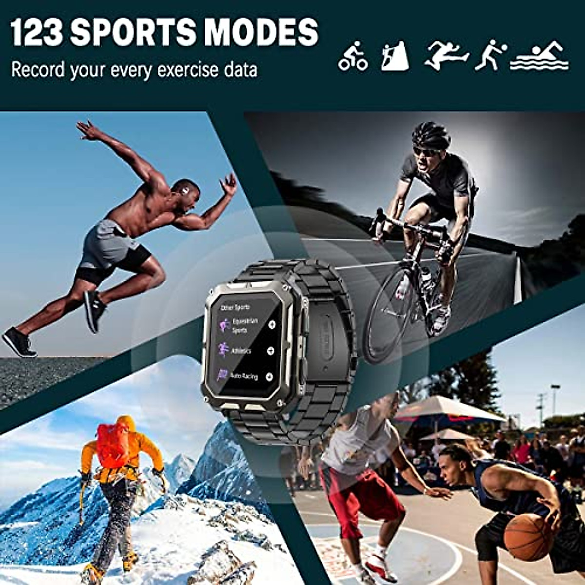 𝑭𝑰𝑳𝑰𝑬𝑲𝑬𝑼 𝑴𝒊𝒍𝒊𝒕𝒂𝒓𝒚 𝑺𝒎𝒂𝒓𝒕 𝑾𝒂𝒕𝒄𝒉 𝑴𝒆𝒏 Bluetooth Call Ip68 Waterproof Fitness Smart Watches Heart Rate Blood Pressure Smart Watch Black Steel Man Smartwatches for Android iOS