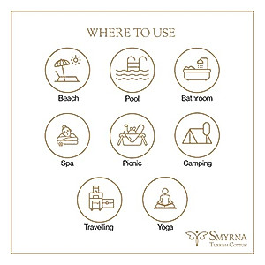 SMYRNA TURKISH COTTON Vintage Series Turkish Beach Towel Oversized, 37x71 inch, Extra Large Quick Dry Sand Free Beach Blanket, Lightweight Cotton Pool, Spa, Travel, Gym, Adult Bath Towel, Latte