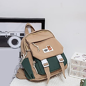 AZURAOKEY Cute Mini Backpacks with Accessories, Kawaii Girls Student Shoulder School Bags Small Travel Kawaii Small Backpack Aesthetic Backpack for School, Travel (Coffee)