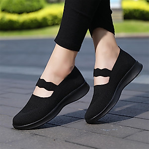 EnllerviiD Women Breathable Mary Jane Shoes Buckle Casual Walking Slip On Sneakers Blue 40