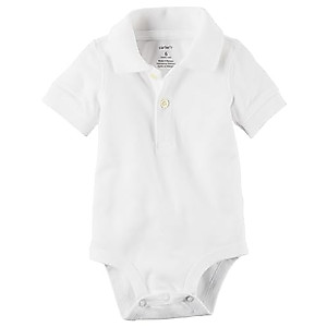 Carter's Baby Boy's Short Sleeve Pique Cotton Polo Bodysuit (24 Months, White)