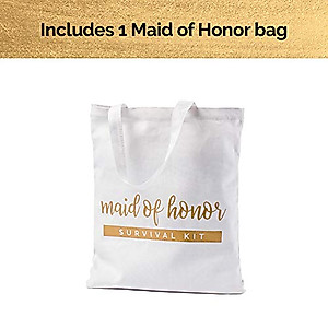 Pop Fizz Designs Bridesmaid Bags | Bridesmaid Tote bags | Maid of Honor Tote Bag | Bride Canvas Bag (6 pack)