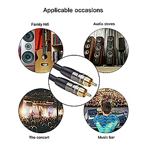 RCA Cable, RCA to RCA Audio Cable,Subwoofer Cable Dual Shielded with Gold Plated RCA to RCA Connectors-Black (8FT)