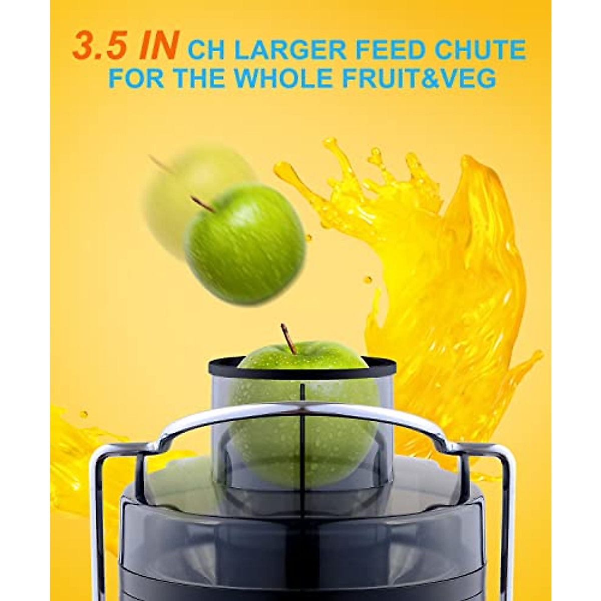 Juicer Machine, 600W Juicer with 3.5” Big Mouth for Whole Fruits and Veg, Juice Extractor with 3 Speeds, BPA Free, Easy to Clean