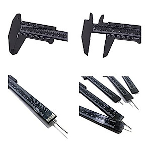 TamBee 6Inch 150mm Mini Caliper Double Scale Plastic Vernier Caliper for Jewelry Sliding Gauge Ruler Measuring Tool 5PCS(Black)