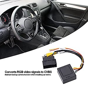 Qiilu Backup Camera Rear View License Plate Reverse Camera 12V 5W RGB to AV Converter Decoder Box Adapter Backup Camera Parts Replacement for Magotan CC