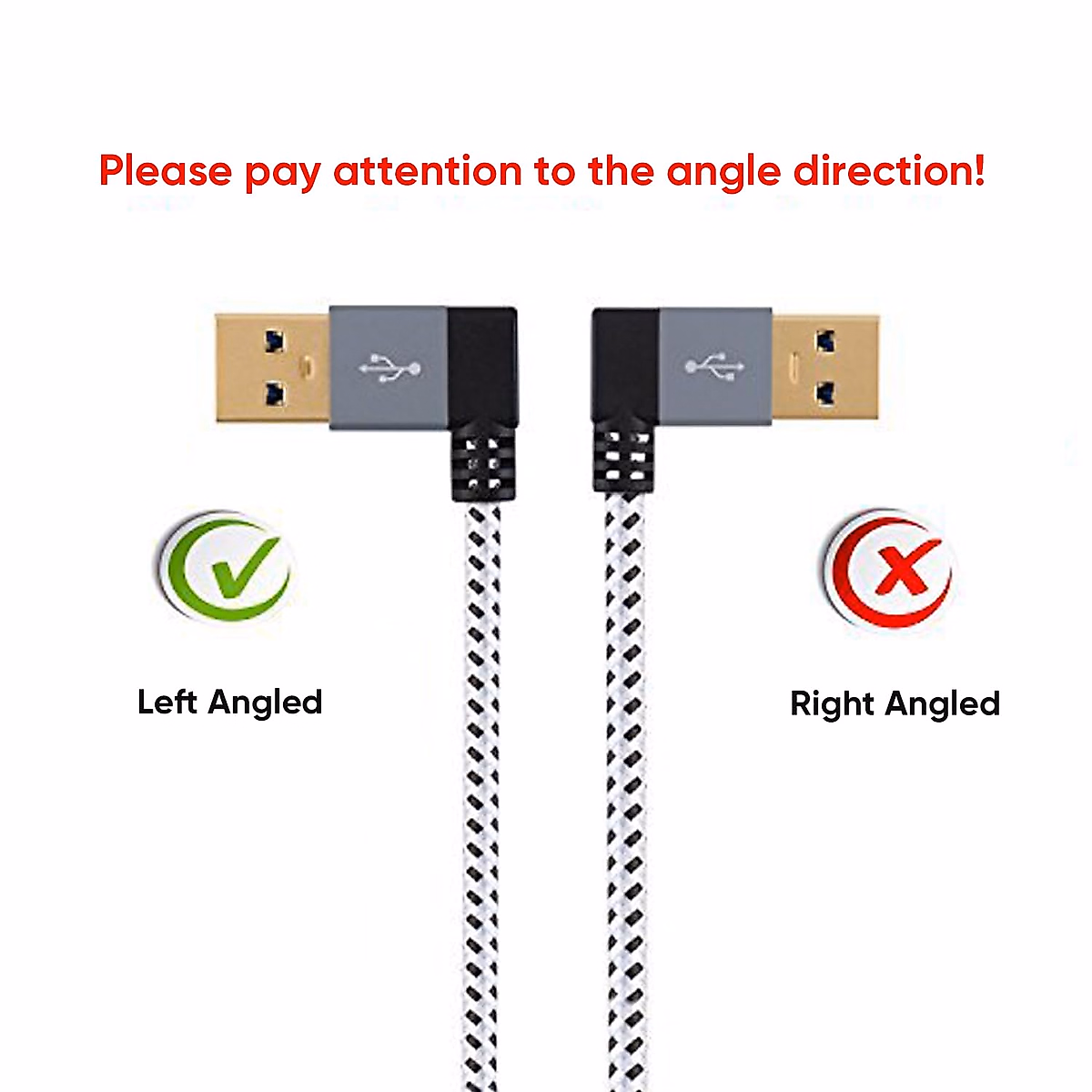 Short USB 3.0 Extension Cable, CableCreation 2-Pack Left Angle USB 3.0 Male to Female Extender Cord, 90 Degree USB 3.0 Adapter, Space Gray Aluminum