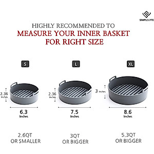 Premium Air Fryer Silicone Pot Liner | EXTRA STRONG | Food Safe Air fryers Oven Accessories | Replacement of Flammable Parchment Paper | No More Cleaning Basket After Using Airfryer (5.3QT & up)