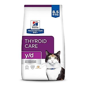 Hill's Prescription Diet y/d Thyroid Care Dry Cat Food, Veterinary Diet, 8.5 lb. Bag
