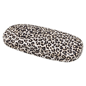 MoKo Hard Shell Eye Glasses Case with Cloth, PU Leather Protective Eyeglasses Cases Storage Organizer Travel for Men Women, Leopard