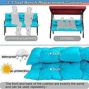 DHIJUPNG Replacement Cushions for Outdoor Swing, Waterproof Porch Bench Swing Cushions 2 Seater for Outdoor Furniture, Thicken 4" Patio Swing Cushions Suitable for 38-42" Swings(Sky Blue 40x40in)