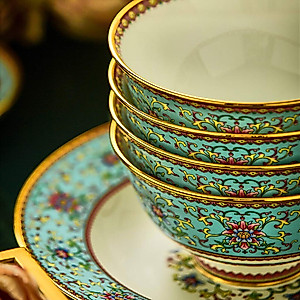 Porcelain Dinner Set Kitchen Tableware Set,Ceramics Dinnerware Set, 50 Pieces Bone China Plates and Bowls Sets for Family Gathering - High-Grade Enamel Dinner Set with Fruit Dish