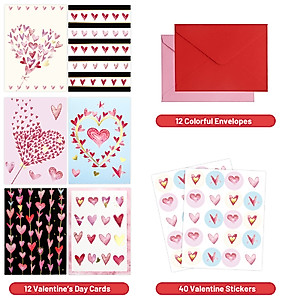 Fancy Land Valentines Cards with Envelopes 12 Heart Cards Blank Inside Gold Foil Embellishment