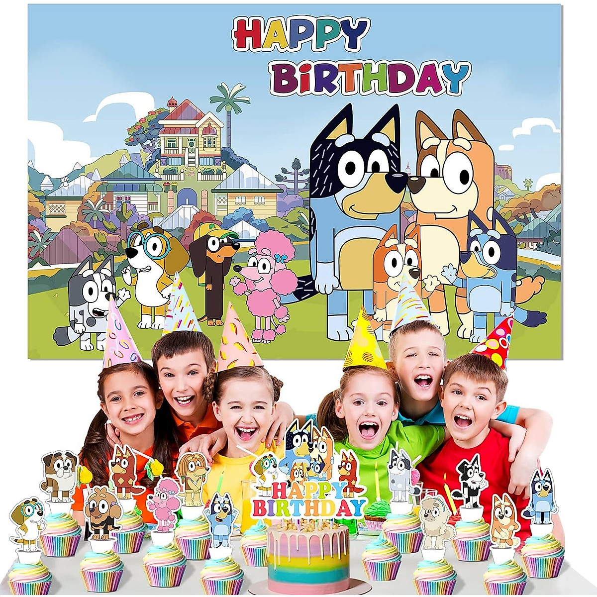 Blue Dog Birthday Party Supplies, 25PCS Blue Dog Cake Topper Decorations Cupcake Toppers for Kids Party Favor