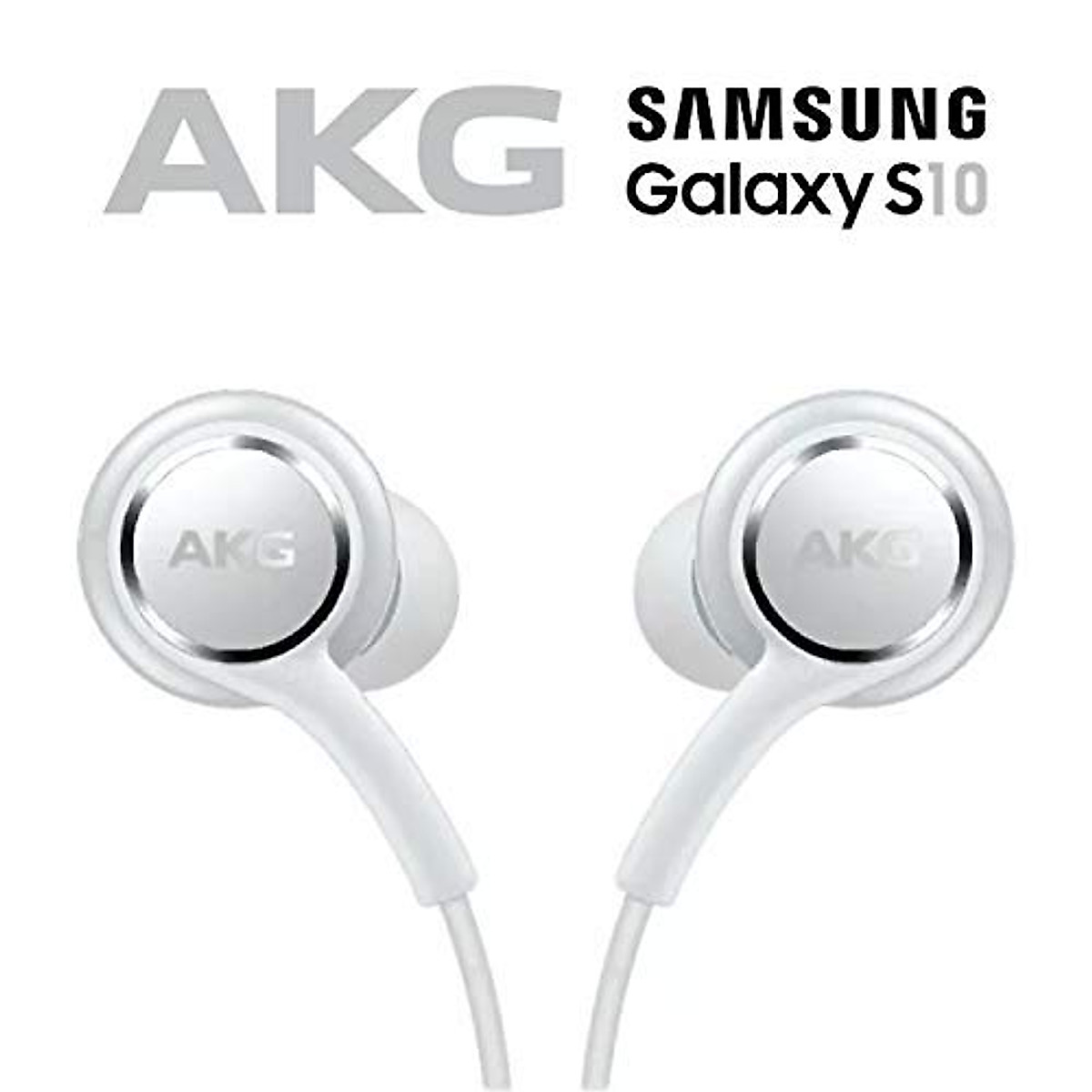 ElloGear OEM Earbuds Stereo Headphones for Samsung Galaxy S10 S10e Plus Cable - Designed by AKG - with Microphone and Volume Buttons (White)