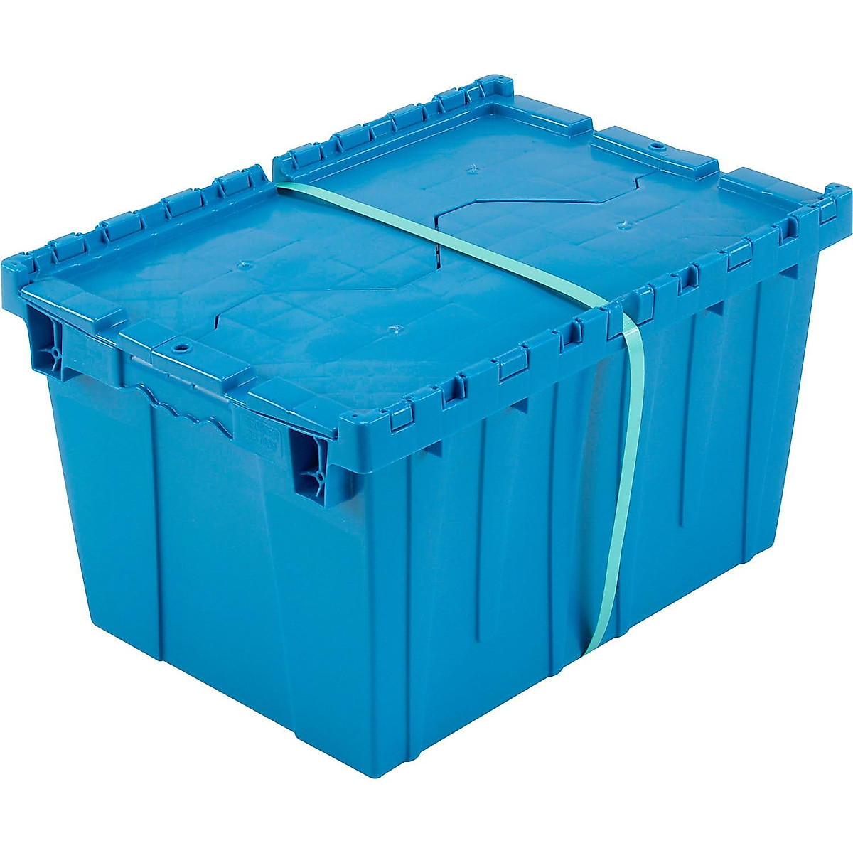 Monoflo Global Industrial Plastic Distribution Container With Hinged Lid, 21-7/8x15-1/4x12-7/8, Blue